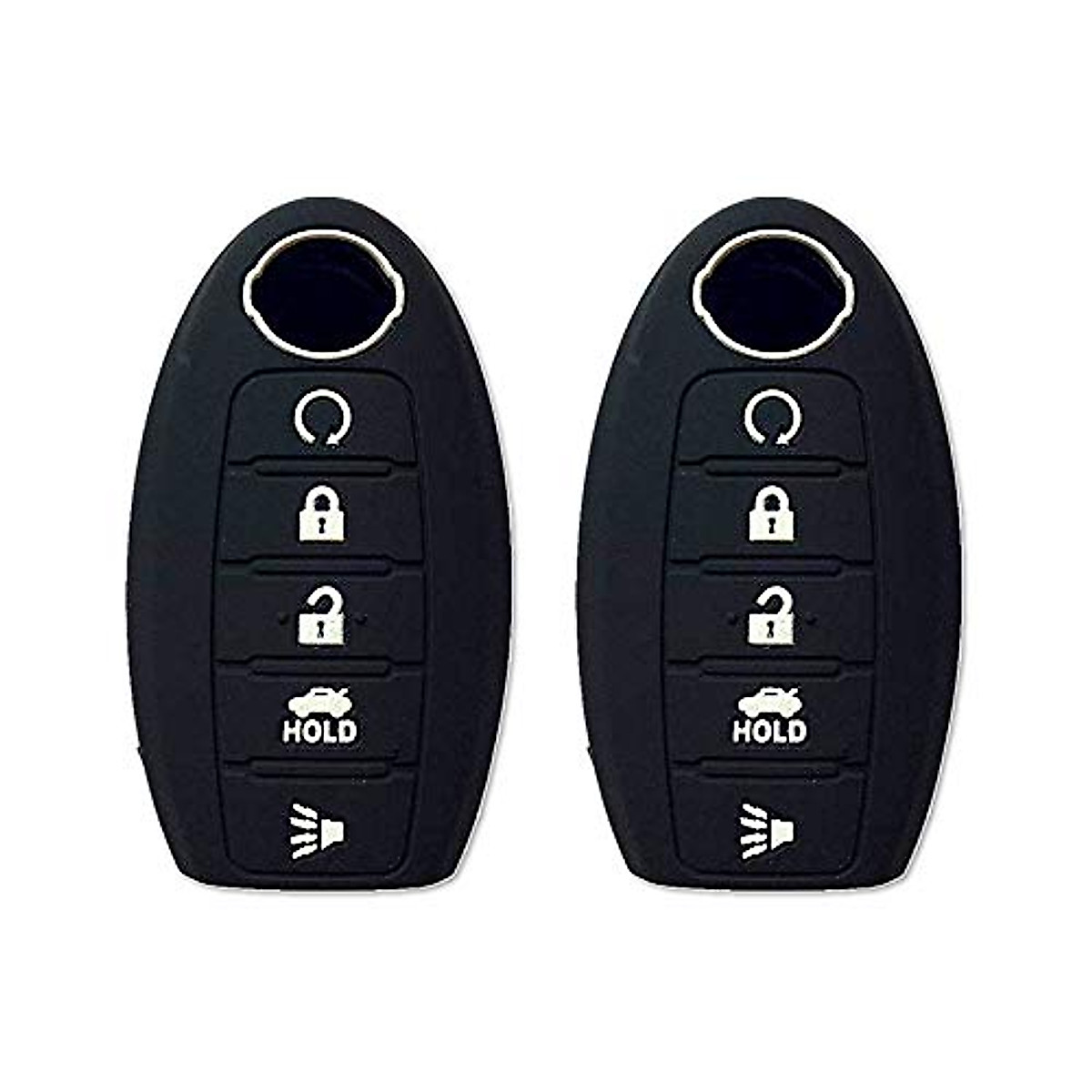 Autobase Silicone Key Fob Cover for Nissan Rogue Murano Armada Maxima Altima Sedan Pathfinder Infiniti JX35 Q50 Q60 QX56 QX60 QX80 | Car Accessory | Key Protection Case 2 Pcs (Black)