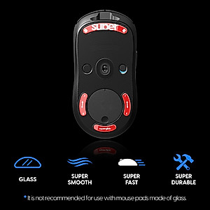 Superglide - Fastest and Smoothest Mouse Feet/Skates Made with Ultra Strong Flawless Glass Super Fast Smooth and Durable Sole for Logitech GPro Wireless [RED] - FE Limited Edition