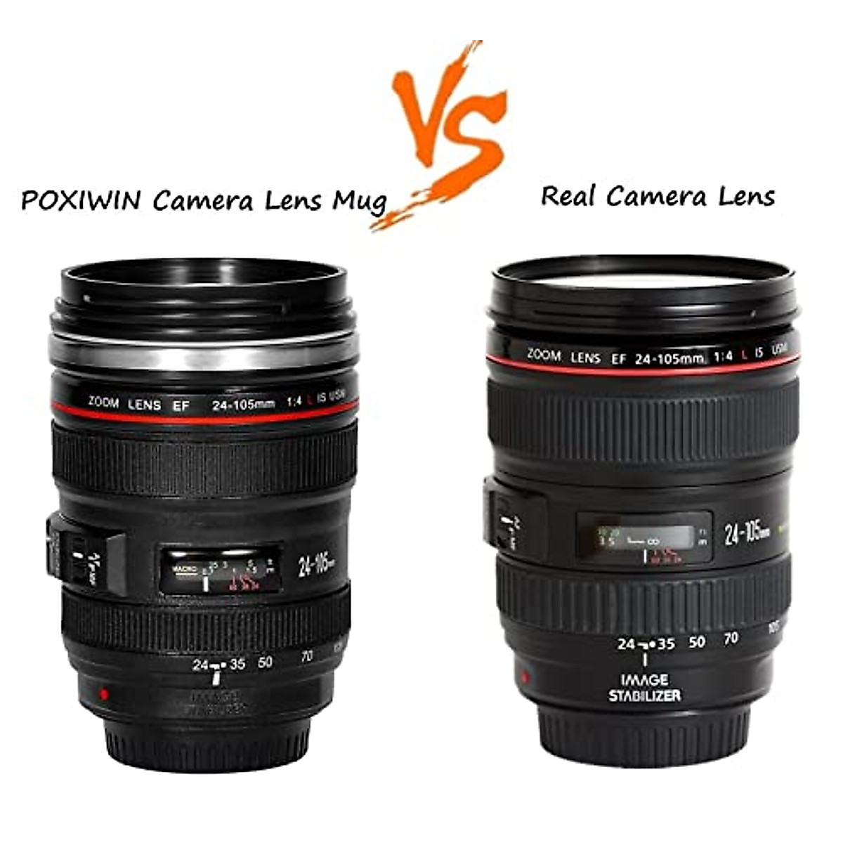 POXIWIN Camera Lens Coffee Mug,Comes with a Musical Note Spoon,Novelty Stainless Steel Camera Lens Mugs for Music Lover Photographer Filmmaker