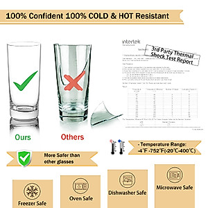 GRANDARTIC Crystal Drinking Glasses, 15.5oz/460ML Crystal Highball Glasses Set of 6, LEAD-FREE Heavy Base Tall Glassware, Brilliant Clarity Drinking Glasses for Water, Juice