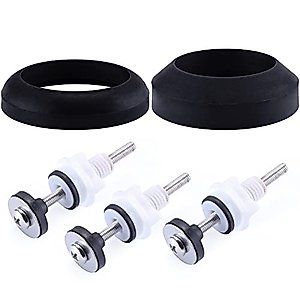 Tank to Bowl Gasket Kit with 3 Sets Brass Hardware Kits and 2 Pcs Gasket Fits Most 3-Inch/3.5-Inch Flush Valve Opening Toilet Tanks.