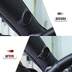 RT-TCZ A-Pillar Audio Stereo Speaker Trim Cover Decor Frame for Ford Mustang 2015 2016 2017 2018 (Carbon Fiber Grain)