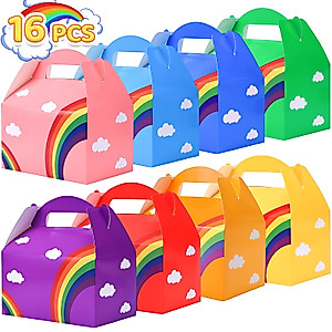 JOHOUSE 16PCS Party Favor Boxes, Paper Gift Boxes Candy Treat Box Assorted Colors for Kids Birthday Party Wedding Decorations