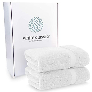 Luxury White Bath Towels Large - Circlet Egyptian Cotton | Highly Absorbent Hotel spa Collection Bathroom Towel | 30x56 Inch | Set of 2