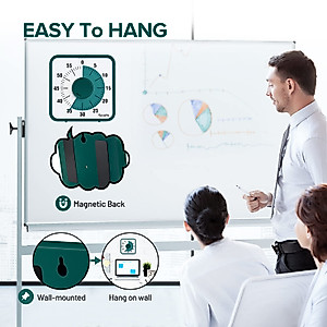 Secura Home 60-Minute Visual Timer, 7.5 Inch Oversize Countdown Timer Clock for Kids and Adults, Durable Mechanical Time Management Tool with Magnetic Backing （Dark Green）