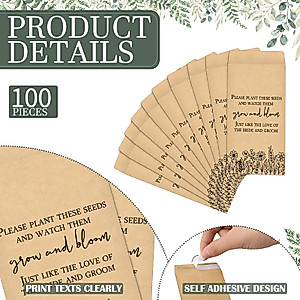 Maitys 101 Pcs Bridal Shower Favors for Guests Wedding Wooden Sign 100 Bridal Shower Seed Packet Self Adhesive Seed Packets for Wedding Party Favors