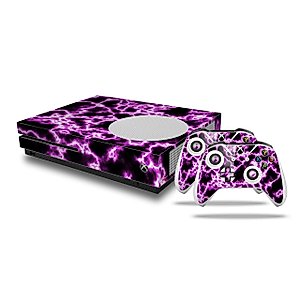WraptorSkinz Decal Vinyl Skin Wrap Compatible with Xbox One S Console and Controllers - Electrify Hot Pink
