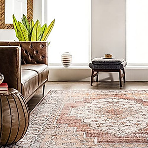 nuLOOM Dania Machine Washable Medallion Area Rug, 9' x 12', Navy