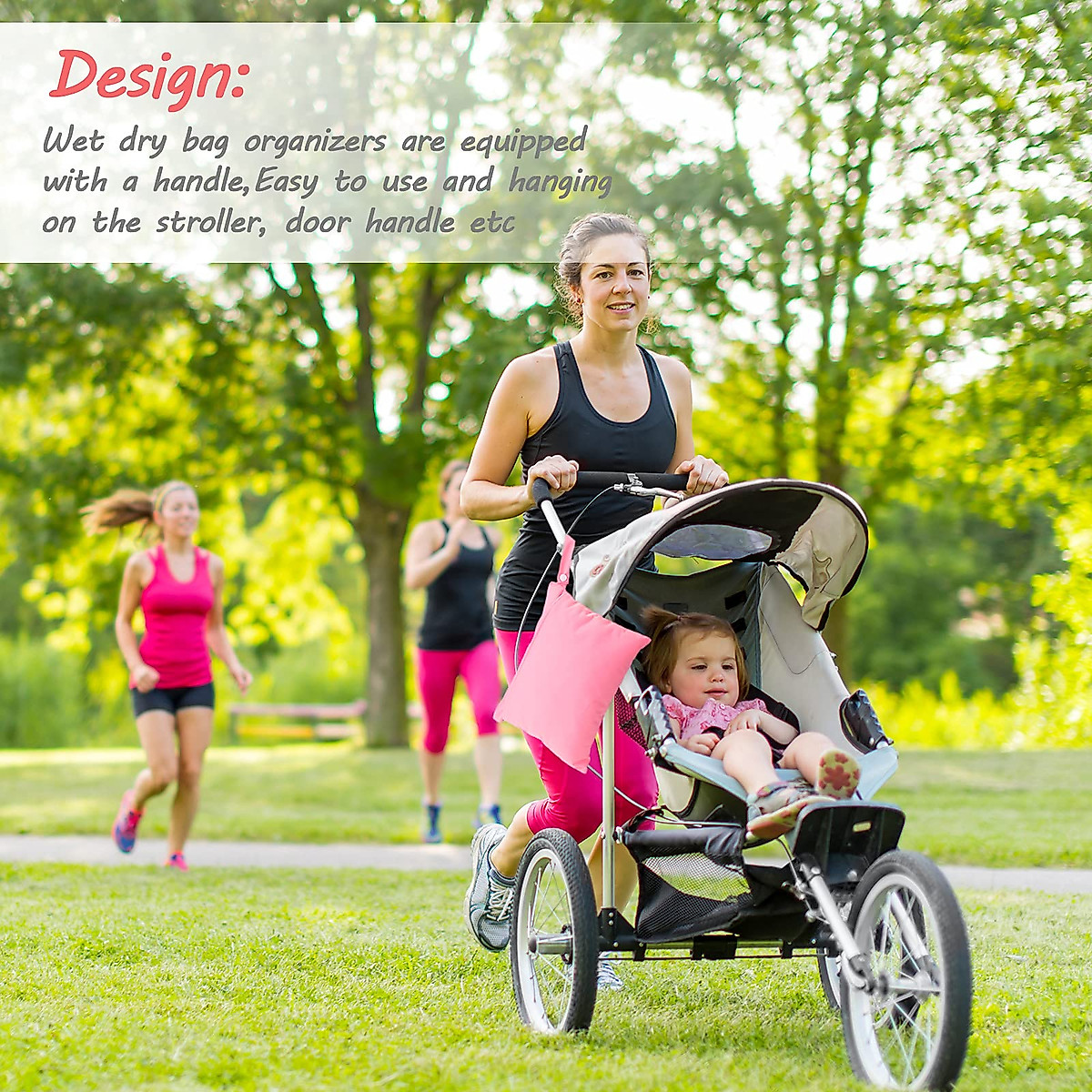 4 Pieces Wet Dry Bag for Baby Cloth Diapers Wet Diaper Bag Washable Travel Bags Reusable with 2 Pockets for Pool Yoga Gym Travel Beach Swimwear Clothes