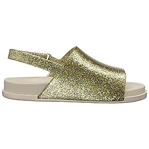 Mini Melissa Baby-Girl's Mini Beach Slide Sandal Flat, Gold Glitter, 9 M US Toddler