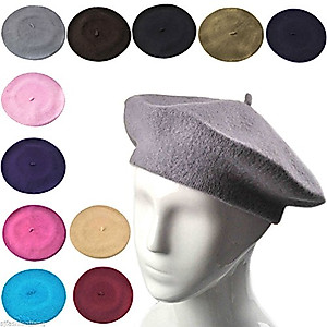 Women French Wool Beret Hats - Solid Color Classic Beanie Winter Cap(Royal Blue)