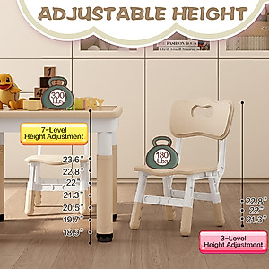 YAIWOMI Kids Table and Chair Set, Graffiti Desktop Kids Tables for Ages 3-8, Adjustable Height Toddler Table and Chair Set, 23.6''Lx23.6''W Kids Table, Toddler Table with 2 Seats, Max 300lbs