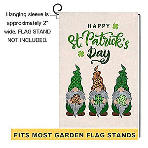 St. Patricks Day Gnomes Garden Flag Vertical Double Sided Burlap Yard Spring Shamrock Outdoor Decor 12 x 18 Inches