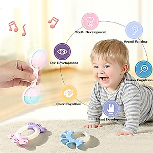 DOUBFIVSY Baby Rattle Teething Toys for Babies 0-6-12 Months, 10PCS Grab Spin Rattle Shaker Early Educational Toys with Storage Box, Soothing Teether, Baby Toys 6 to 12 Months Infant Newborn Baby Gift