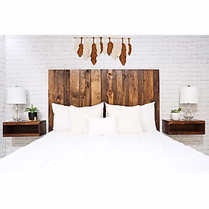Barn Walls Solid Wood King Size Headboard, Foxy Brown Stain with Smooth Natural Wood Grain Variation, Handcrafted Head Board Wall-Mounted Panels, Rustic Modern Bedroom, Built to Last