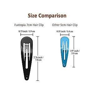 Women Hair Clips, Funtopia 40 Pcs 7cm / 2.8 Inch Long No Slip Metal Hair Clips Large Snap Hair Clips Barrettes Hairpins for Thick Hair (Brown, Black)