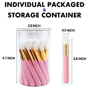 CL CAMILLASH Lash Shampoo Brushes, 20 Pieces Pink, Soft Facial Cleaning Brush for Eye Bath Wash Kit, Salon Use, Wooden Handle, Individual Packaged, Storage Container