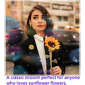 Sunflower brooch pins for women color crystal rhinestones retro handmade elegant sun flower brooches pins