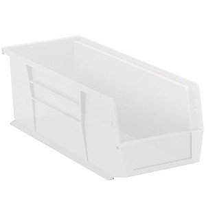 Great Box Supply Plastic Stack & Hang Bin Boxes, 10 7/8" x 4 1/8" x 4", Clear, 12/Case