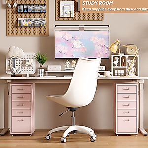 MIOCASA 5 Drawer Metal File Cabinet Mobile Underdesk Chest for Home Office (Pink)