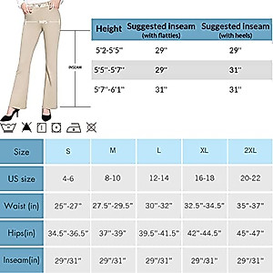 BALEAF Womens Yoga Dress Pants, Bootcut Stretchy Work Slacks Business Casual Pull on Office Trousers with Pockets 31", B Khaki Bootcut, X-Large