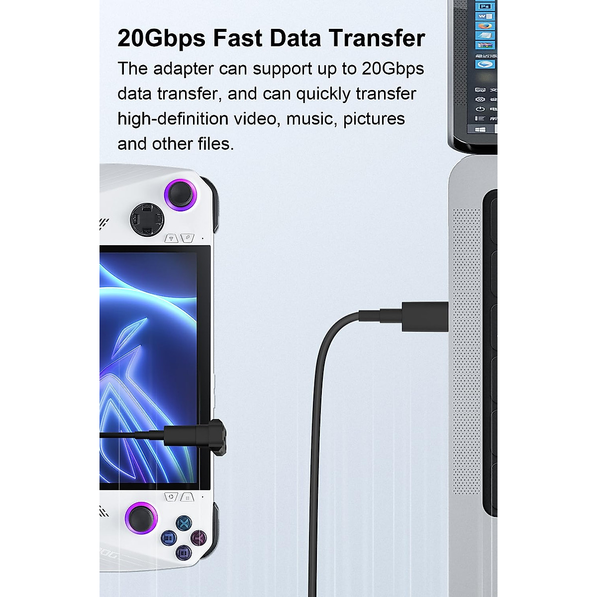 Jadebones 180 Degree Angle USB C Adapter (2 Pack), U Shape USB C Male to USB C Female PD 140W Extender Connector for ROG Ally,Steam Deck,Switch,Laptop,Tablet,Phone