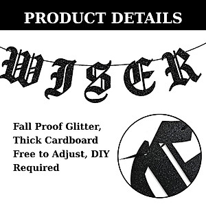 Older Wiser Hotter Banner Funny Black Party Decorations for Women Men Glitter Gothic 30th 40th 50th 60th Birthday Banner Funeral 30th Birthday Party Supplies