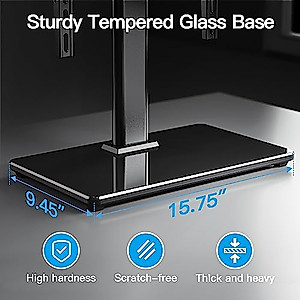 PERLESMITH Universal TV Stand Table Top TV Base for 32 to 60 inch LCD LED OLED 4K Flat Screen TVs-Height Adjustable TV Mount Stand with Tempered Glass Base,VESA 400x400mm,Holds up to 88lbs,PSTVS15