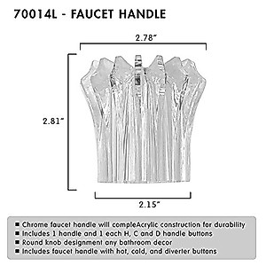 Avalon Plumbing Supply Tub and Shower 3 Piece Faucet Marquis Handles Replacement for Price Pfister Systems, 12 Point Broach, 3 Piece Set of Hot, Cold, Diverter, Clear Acrylic