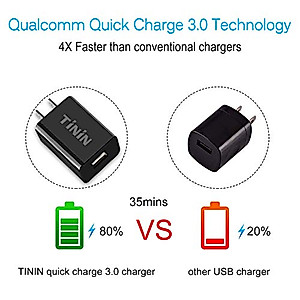 3-Pack Quick Charge 3.0 USB Wall Charger Adapter,18W Charging Block Fast Charger for Samsung Apple iPhone Ipad Google LG HTC and More(Quick Charge 2.0 Compatible) Qualcomm Certified USB Charger TININ