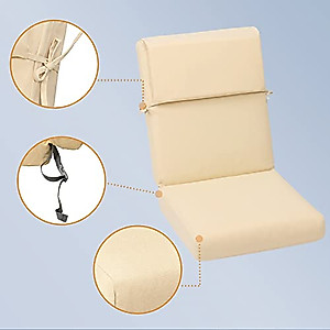 Aoodor Patio High Back Chair Cushion Olefin Fabric Slipcover Sponge Foam 46 x 21 x 4 Inch, Set of 4 (Only Cushions)