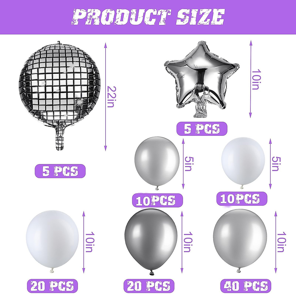 110 Pack 70s Disco Party Balloon Kit & Decorations