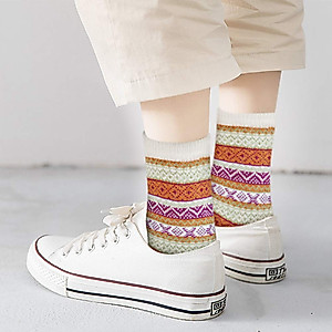 5 Pack Womens Wool Socks Winter Warm Socks Thick Knit Cabin Cozy Crew Soft Socks Gifts for Women