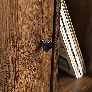 Walker Edison Modern Wood TV Stand with Record Storage for TV's up to 65" Flat Screen Universal TV Console Living Room Storage Cabinet Doors Shelves Entertainment Center, 60 Inch, Dark Walnut