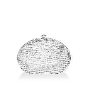 Dolli Rose Crystal Minaudiere Clutch (Silver)