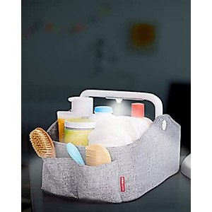Skip Hop Diaper Caddy Organizer with Touch Sensor Night Light, Nursery Style, Heather Grey