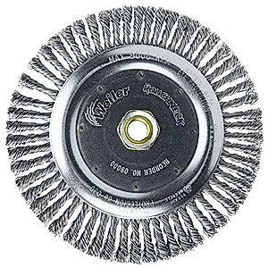 Weiler 09000 Roughneck 7" Root Pass Weld Cleaning Brush, .020" Steel Wire Fill, 5/8"-11 Unc Nut, Made in the USA, 56 Knots