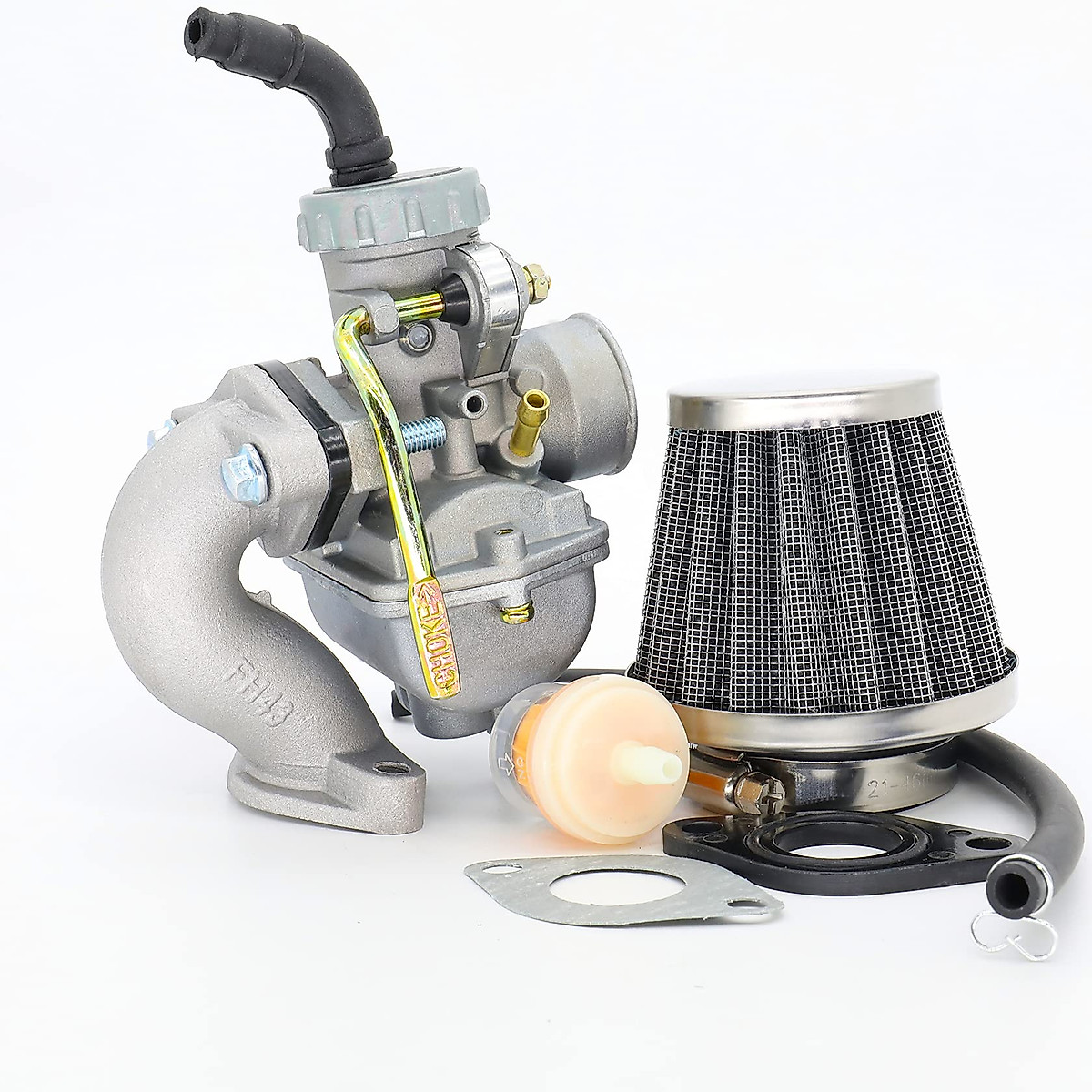 PZ20 Carburetor Replacement for Kazuma Baja 50cc -125cc TaoTao 110B NST SunL Chinese Quad 4 stroke ATV 4 wheeler Go kart Dirt Bike CRF50F XL75 CRF80F XR50R with 35MM Air Filter +Inlet Pipe Manifold