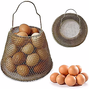 Auhafaly Egg Basket, Collapsible Mini Storage - Can Easily Load Eggs for Carrying and Collecting Eggs, Easy Washing, and Fast-drying, Country Primitive Farmhouse Style (Medium)