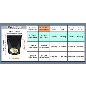 100 Pieces Stand Up Mylar Bags Plastic Window Pouch for Zip Food Storage Lock Aluminum Foil Bag Candy Packing Zipper Lock Resealable (3.3x5.1 inch, Black)