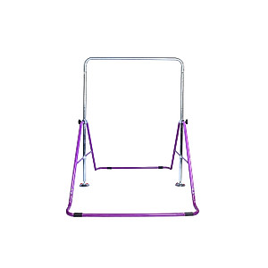 5 Star TD Gymnastics Bar Horizontal Kip Bar w 2x6 Tri Fold Mat Junior Training Adjustable Height Jungle Gym Children Training Monkey Bars Climbing Tower Playground Balance Bar Gymnasts (Purple)