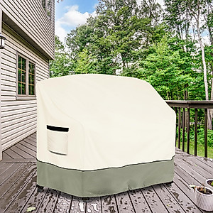 Osileyo Tall Adirondack Chairs Set Cover for Poly Balcony Chair with Connecting Tray Patio Stools,100% Waterproof Heavy Duty Tall Outdoor Adirondack Chair Table Covers, Beige