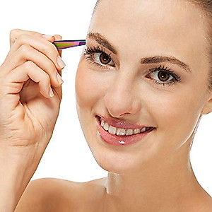 8 Pieces Eyelash Extension Tweezers Set Straight and Curved Tip False Lash Tweezers Eyelash Applicator Tool Stainless Steel Precision Tweezers for Eyelash Extension with Velvet Bag (Rainbow Color)