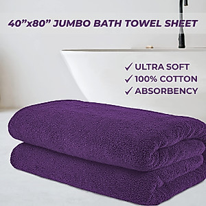 Cotton Paradise Oversized Bath Sheet, 100% Cotton 40x80 Clearance Bath Towel Sheet, Turkish Extra Large Bath Towel for Bathroom, Purple Bathsheet
