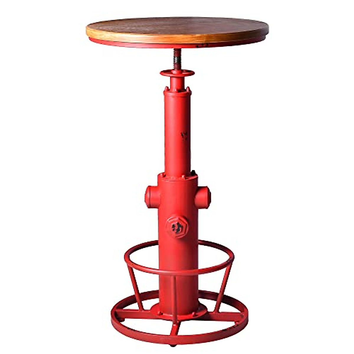 Topower 3-Piece Pub Bar Set Industrial Round Bar Table and Adjustable Height PU Seat Stools with Backrest for 2 Match Bar Height and Counter Barstool Antique Red 1 Table + 2 Chairs