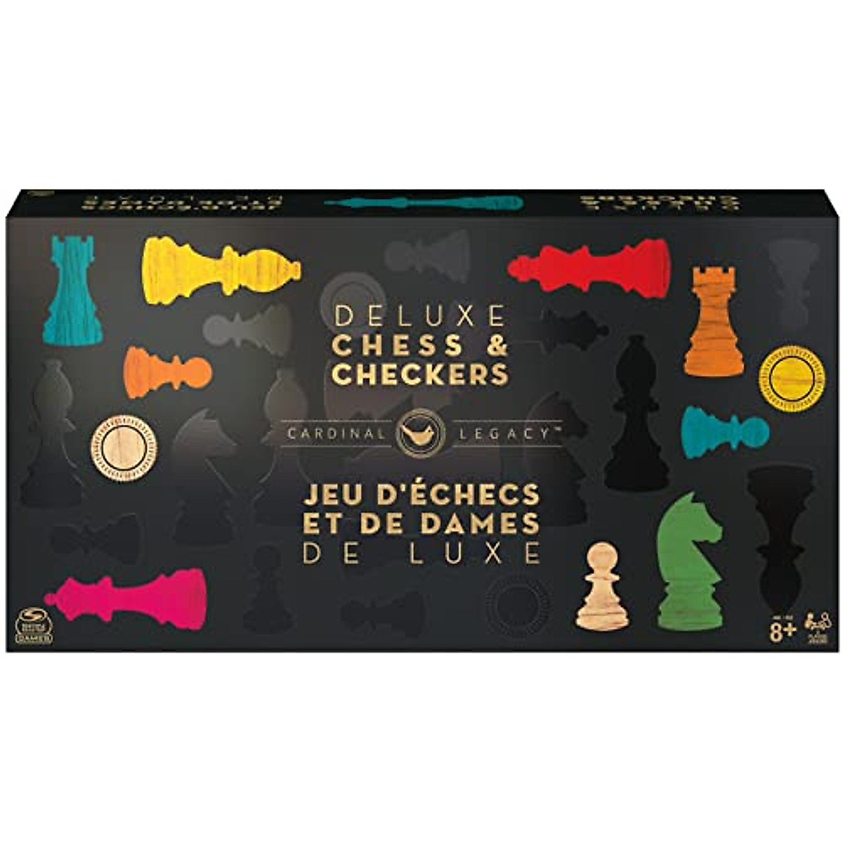 Spin Master Games Legacy Deluxe Chess & Checkers Set, Classic Two Player Game Includes Folding Board with Solid Wood Playing Pieces, for Kids and Adults Ages 8 and Up