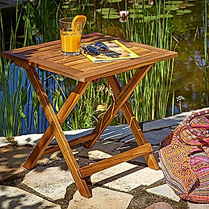 cucunu Outdoor Folding Side Table 18x18“ for Patio, Garden & Camping - Adirondack Table Made of Acacia Wood - Coffee & Dining End Tables