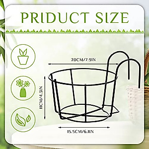 Wesiti 10 Pcs Round Hanging Flower Stand Balcony Planters Railing Hanging Metal Rack Fence Railing Planters Outdoor Balcony Hanging Flower Stand Shelf Container