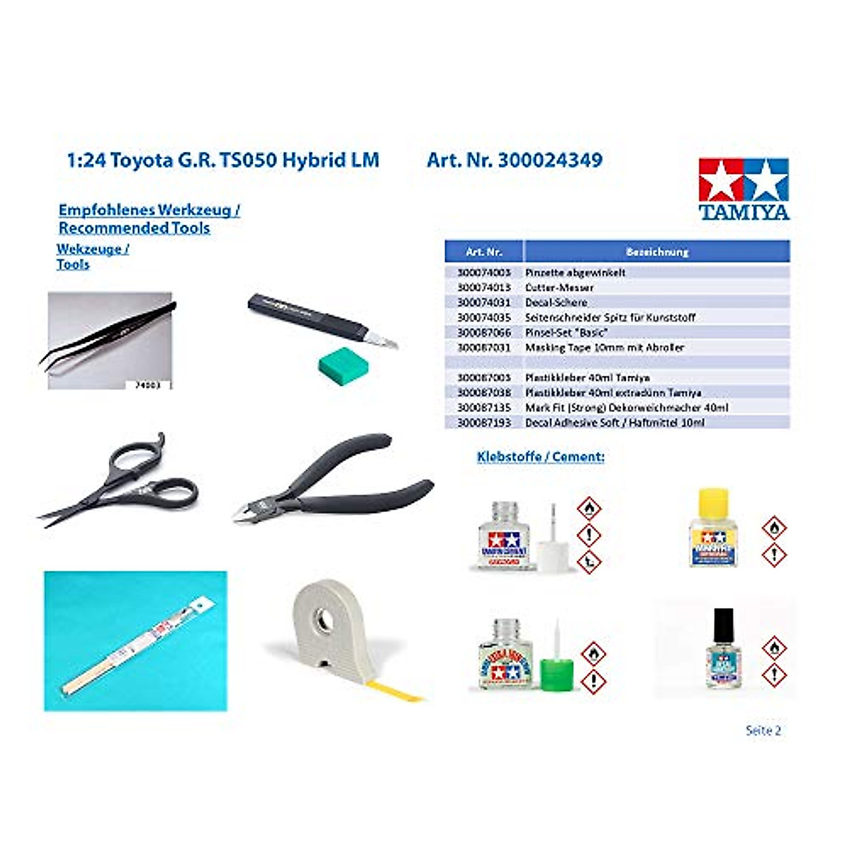 Tamiya 24349 1/24 Toyota Gazoo Racing TS050 Plastic Model Kit