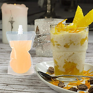 50pcs Plastic Pouch 8.8 Oz Drinks Flasks Disposable Drink Container Take out Beverage Juice Bags Reclosable for Travel Outdoor